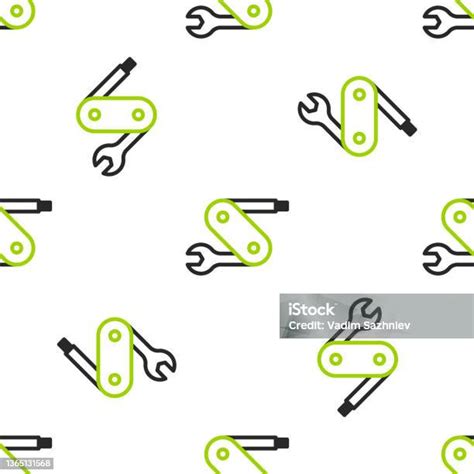 라인 스위스 군용 칼 아이콘 흰색 배경에 매끄러운 패턴을 분리 다목적 펜나이프 다기능 도구 벡터 다용도칼에 대한 스톡 벡터 아트 및 기타 이미지 Istock