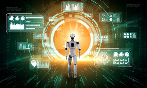 Premium Photo 3d Rendering Robot Humanoid Analyzing Big Data Using Ai Thinking