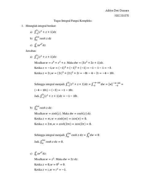 Tugas Integral Fungsi Kompleks Pdf
