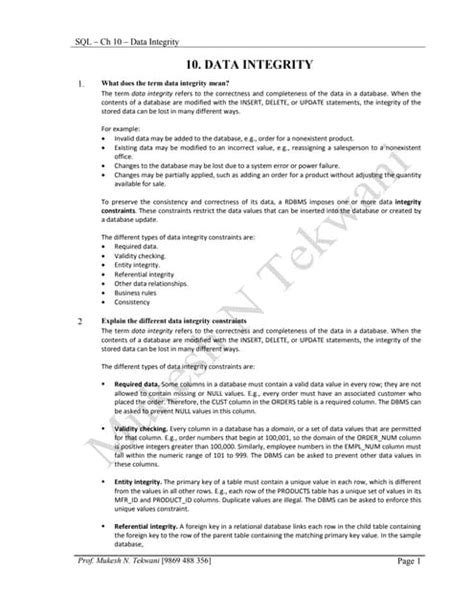 Sql Ch 9 Data Integrity Pdf