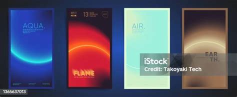 자연 현대 미술 수직 카드 디자인의 요소 흐릿한 그라데이션이 있는 소셜 미디어 스퀘어 포스트 템플릿 빨강에 대한 스톡 벡터 아트
