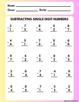 Single Digit And Two Digit Subtraction Without Regrouping By Archita Vaghasiya