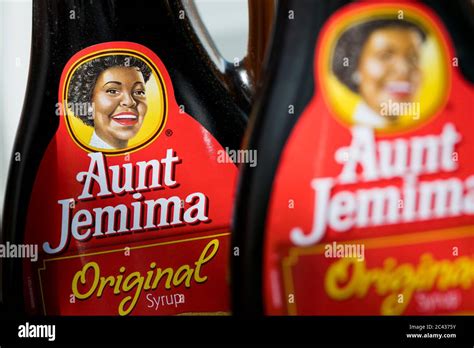 Bottles Of Aunt Jemima Syrup Stock Photo Alamy