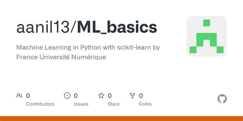 Github Aanil13mlbasics Machine Learning In Python With Scikit Learn By France Université