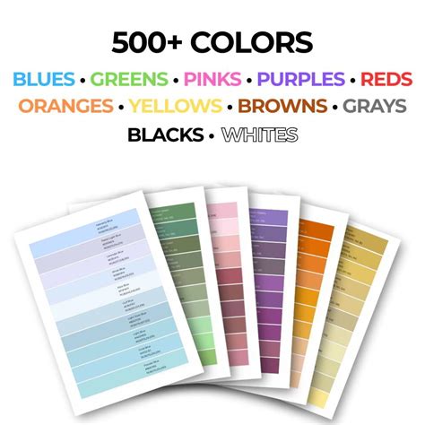 Printable Color Swatch Book 500 Hex Codes And Rgb Values