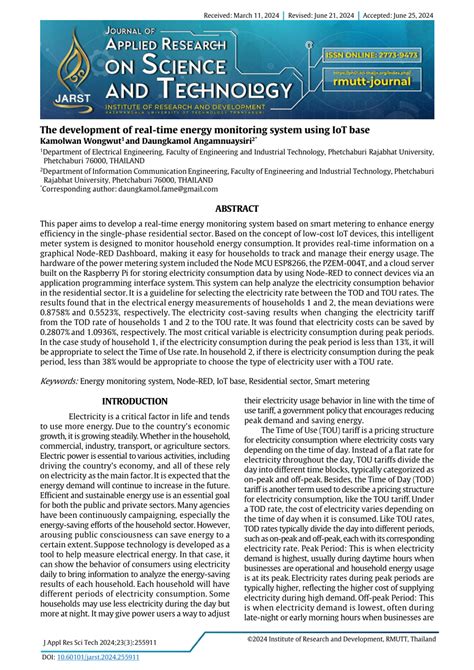 Pdf Development Of Real Time Energy Monitoring System Using Iot Base