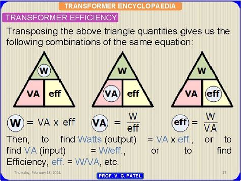 Transformer Efficiency VG PATEL TRANSFORMER ENCYCLOPAEDIA TRANSFORMER EFFICIENCY