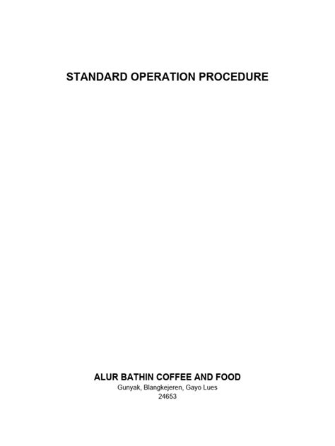 Standard Operation Procedure Coffee Shop Alur Bathin Gayo Lues Pdf