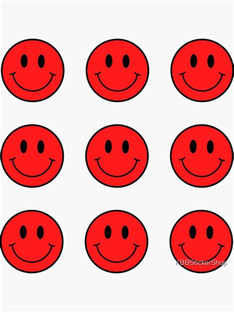 Red Smiley Face 9 Pack Sticker For Sale By Kbbstickershop Redbubble