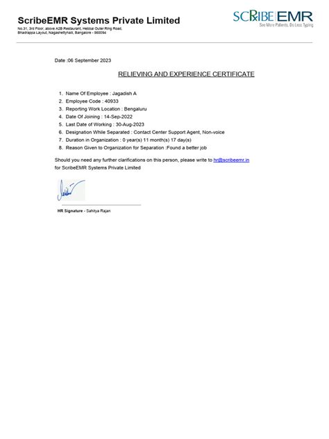 Scribe Emr Service Letter 1 Pdf