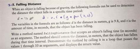 Solved 5 Falling Distance When An Object Is Falling Because