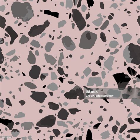 벡터 테라초 바닥 원활한 패턴입니다 돌 화강암 대리석 석영 검은색에 대한 스톡 벡터 아트 및 기타 이미지 검은색 구슬 대리석 Istock