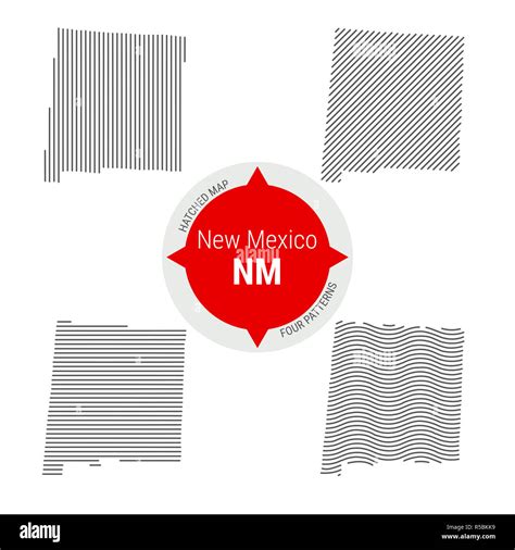 Hatched Pattern Map Of New Mexico Stylized Simple Silhouette Of New