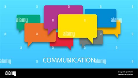Vector Illustration Of Communication Concept Word Communication With Colorful Dialog Speech