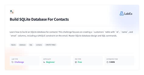 Build Sqlite Database For Contacts Labex