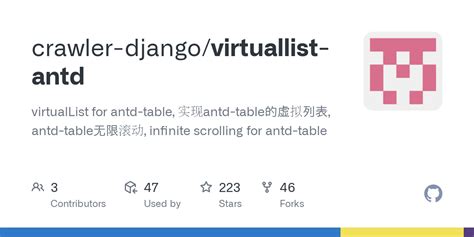 GitHub crawler django virtuallist antd virtualList for antd table 实现antd table的虚拟列表 antd