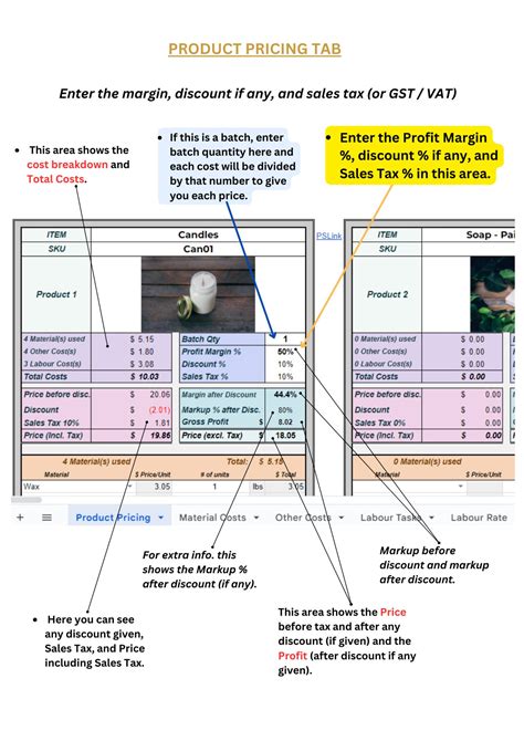 Pricing Calculator Spreadsheet Product Pricing Calculator Price Handmade Products Cost