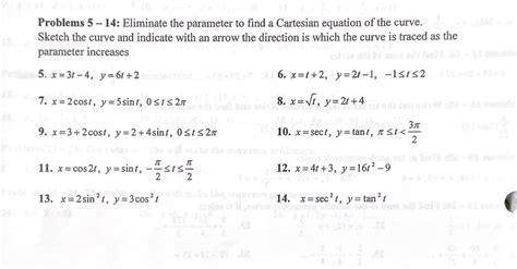 solved problems 5 14 eliminate the parameter to find a
