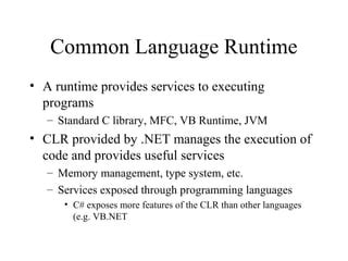 Introduction To NET Framework PPT Programming Languages Computing