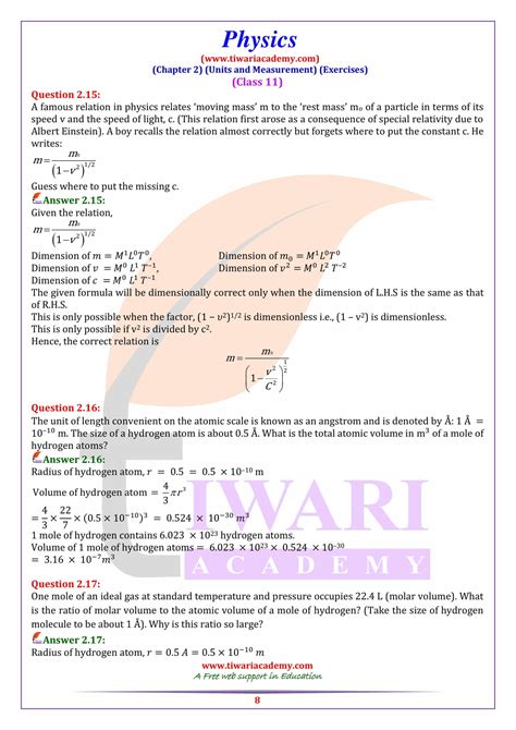 Ncert Solutions For Class 11 Physics Chapter 2 Units And Measurements