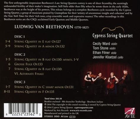Cypress String Quartet Beethoven The Late String Quartets Cd