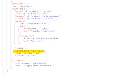 Authentication Type Missing From Linked Service In Azure Data Factory