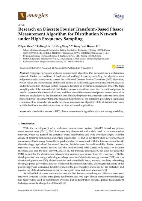 Pdf Research On Discrete Fourier Transform Based Phasor Measurement