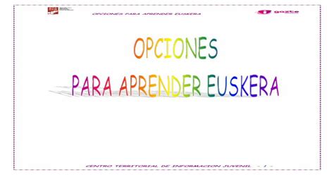 Opciones Para Aprender Euskera Bizkaiaeus Para · Opciones Para