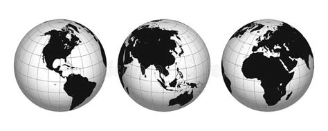 Set Of Globe Grid Earth Planet Or Sphere Wire Frame Isolated Eps