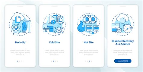 Types Of Disaster Recovery Blue Onboarding Mobile App Screen Walkthrough 4 Steps Editable
