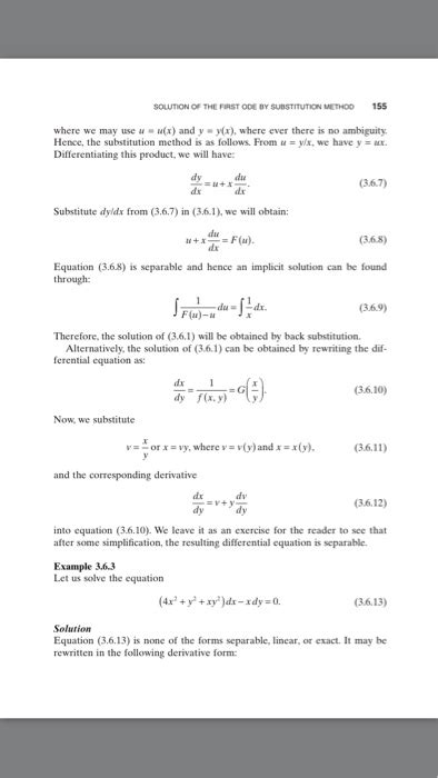Solved 155 Solution Of The First Ode By Substitution Method Solved 155 Solution Of The First Ode By Substitution Method
