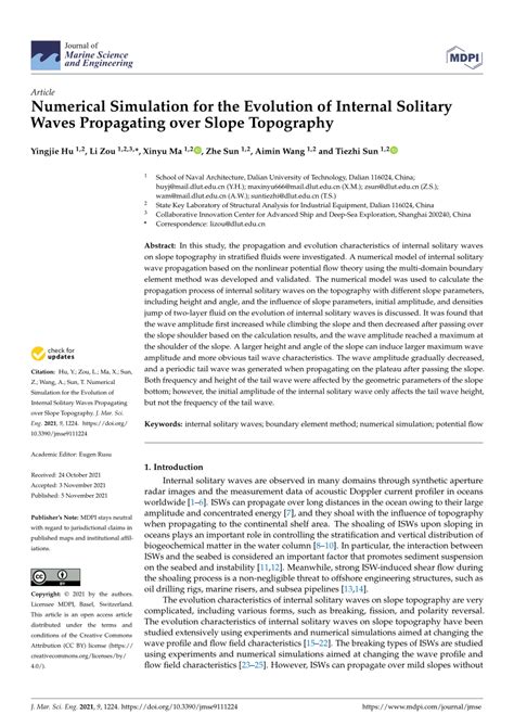 Pdf Numerical Simulation For The Evolution Of Internal Solitary Waves