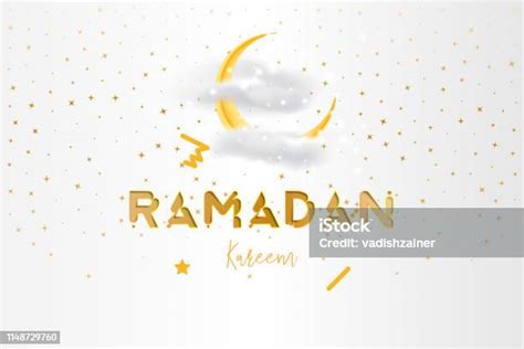 라마단의 거룩한 달의 무슬림 잔치 초승달과 빛 효과와 구름 인사말 카드 템플릿입니다 평면 벡터 일러스트 Eps 10 0명에 대한 스톡 벡터 아트 및 기타 이미지 Istock