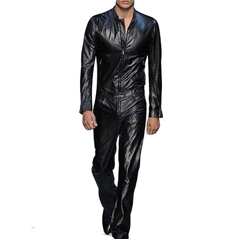 Black Leather Runaway Jumpsuit For Men Black Jumpsuit