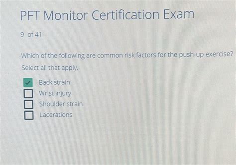 Solved Pft Monitor Certification Exam 9 Of 41 Which Of The Following Are Common Risk Factors