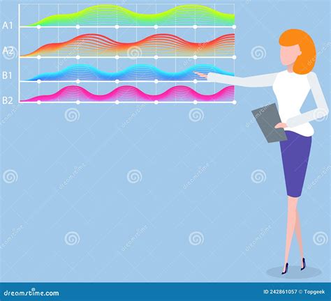 Woman Studies Statistics Shown On Bar Chart Female Character While