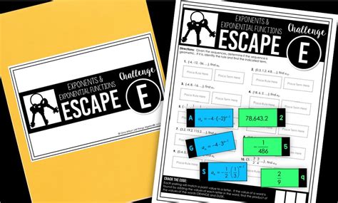 Exponents And Exponential Functions Review Escape Room Activity All