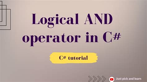 Logical And Operators In C C Tutorial For Beginner To Advanced Youtube