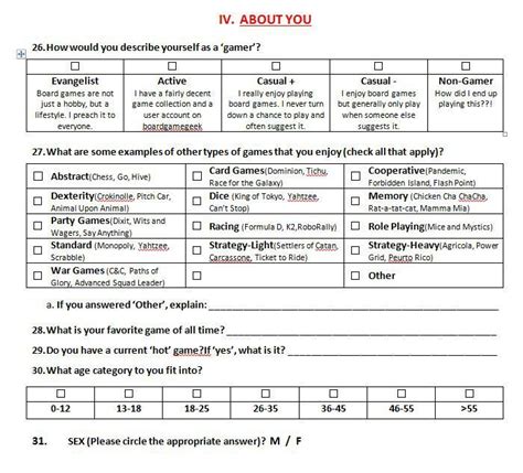 Post Game Questionnaire Lets Build The Perfect One Boardgamegeek