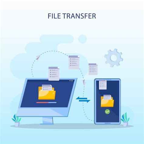 File Transfer Concept Backup Data Technology Cloud Upload And Download Flat Vector Template