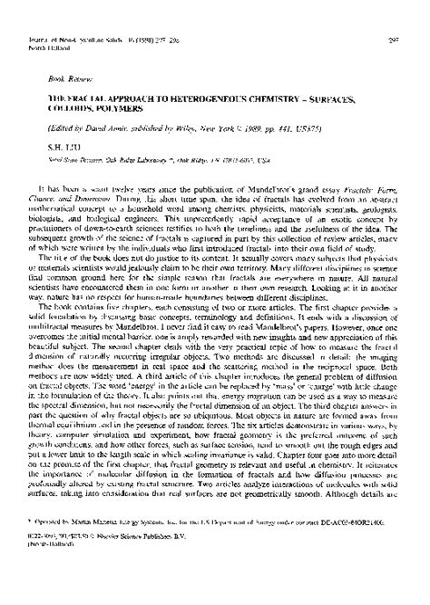 Pdf The Fractal Approach To Heterogeneous Chemistry Surfaces