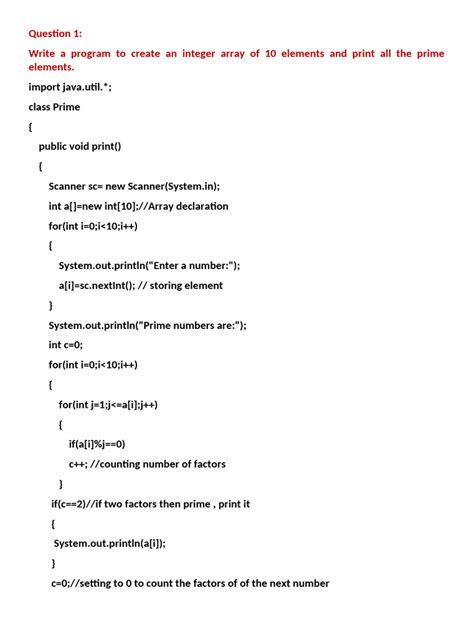arrays questions pdf integer computer science numbers
