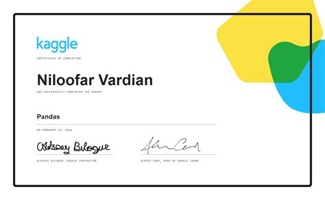 Niloofar Vardian Completed The Pandas Course On Kaggle