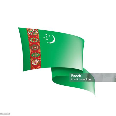 투르크메니스탄 플래그 흰색 배경 벡터 일러스트 레이 션 0명에 대한 스톡 벡터 아트 및 기타 이미지 0명 3차원 형태 국기 Istock