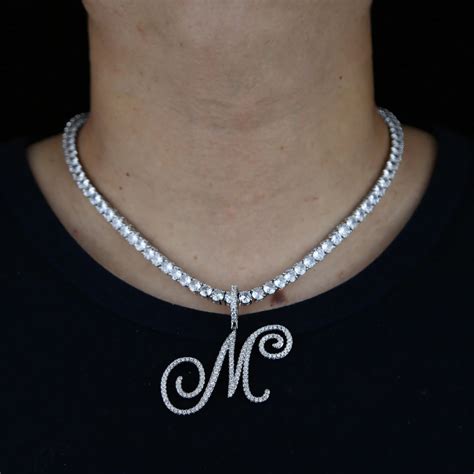 Ожерелье с подвеской в виде мерцающих букв с кубическим цирконием 5A ...