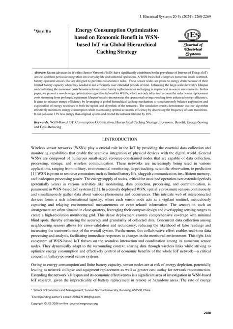 Pdf Energy Consumption Optimization Based On Economic Benefit In Wsn