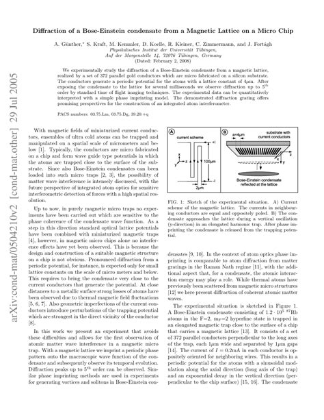 Pdf Diffraction Of A Bose Einstein Condensate From A Magnetic Lattice On A Microchip