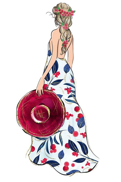 Девушка с цветами в волосах Fashion Illustration Fashion Clipart Illustration Art Girl
