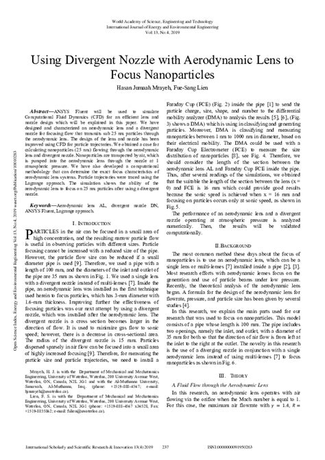 Pdf Using Divergent Nozzle With Aerodynamic Lens To Focus Nanoparticles