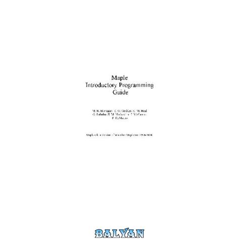 دانلود کتاب Maple Introductory Programming Guide بلیان